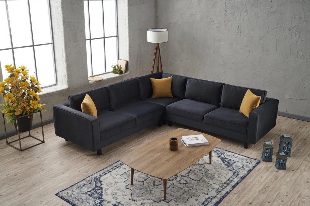 Atelier del Sofa Rohová sedací souprava Kale Velvet - Anthracite, Antracitová