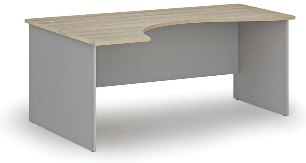 Ergonomický kancelářský psací stůl PRIMO GRAY, 180x120 cm, levý, šedá/dub přírodní