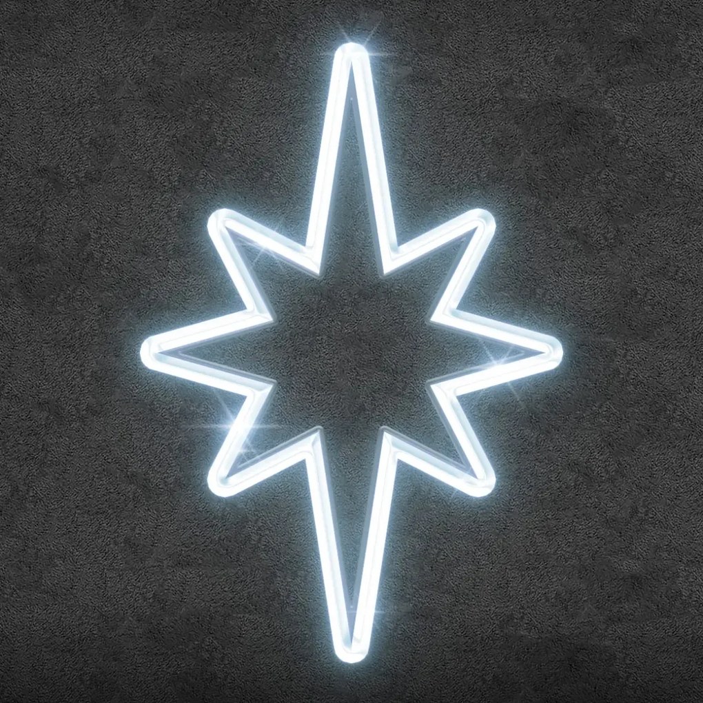Easy Fix 2D LED světelná hvězda na vrchol stromu, 35 × 50 cm, ledově bílá, 3D tisk