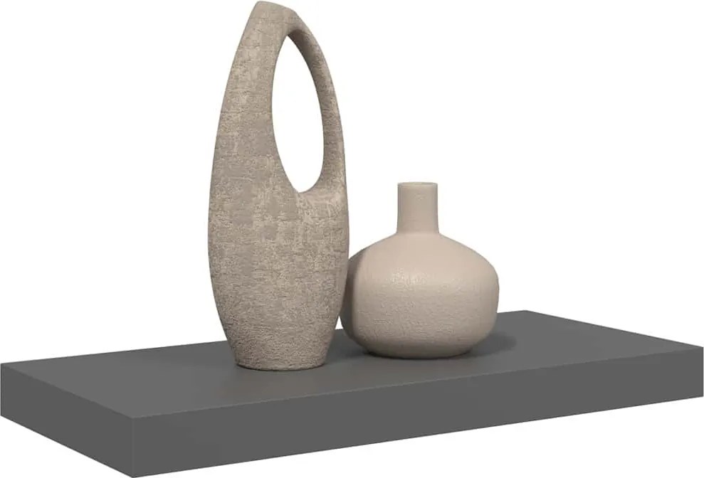 Plovoucí nástěnná police šedá vysoký lesk 50 x 23,5 x 3,8 cm MDF 323787