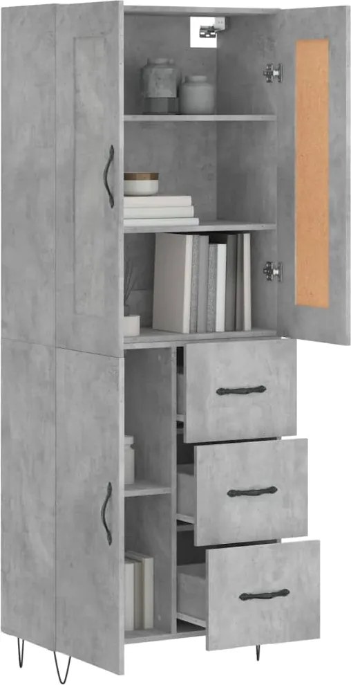 Skříň highboard betonově šedá 69,5x34x180 cm kompozitní dřevo 3199845