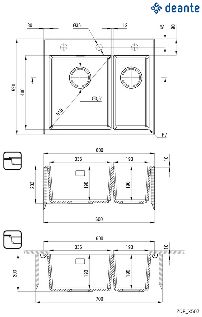 Deante Eridan 1.5 granitový dřez, černá