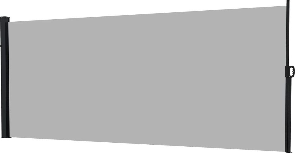 Retrakční boční markýza do zahrady Outsunny 4x1,8m, z hliníku a polyesteru, protisluneční, vysoká hustota 180gsm, světle šedá
