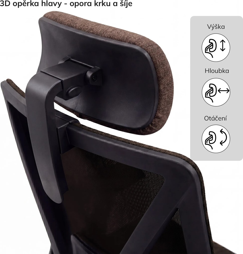 Ergonomická otočná kancelářská židle, hnědá: VECTOR