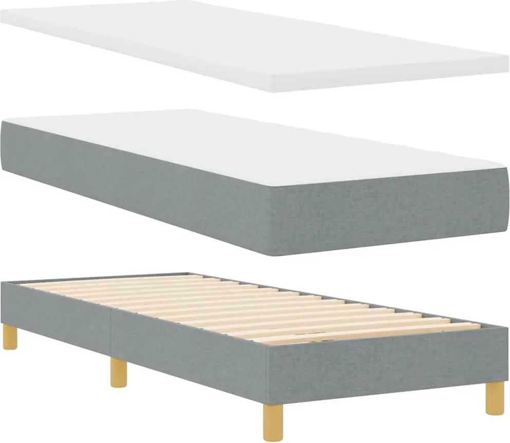 Postel s boxspringem s čelo Světle šedá 80 x 200 cm textil 3340241