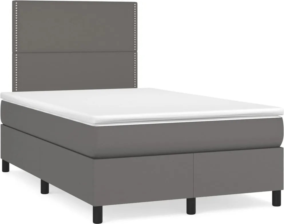 Box spring postel s matrací šedá 120x200 cm umělá kůže 3142777