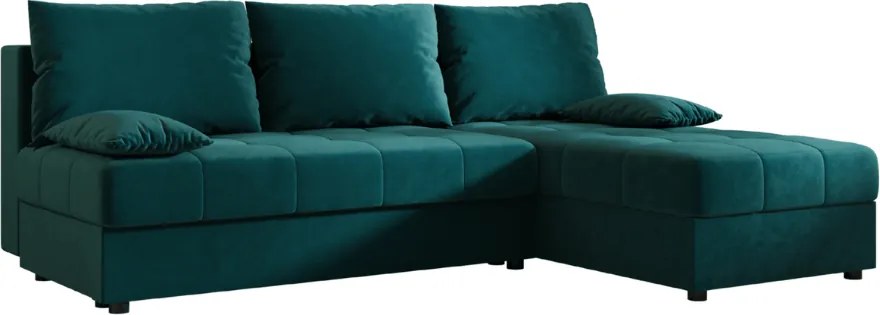 Rozkládací oboustranná sedací souprava do L VENORIA SLIM 200x143 cm, petrolejová + 2 polštářky ZDARMA