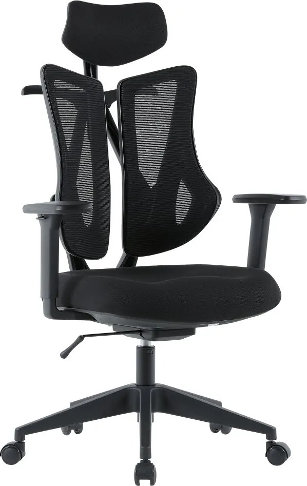 Kancelářská ergonomická židle MORA — síť / látka, černá