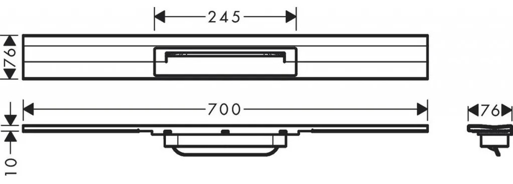 Hansgrohe RainDrain Flex - Vrchní sada sprchového žlabu 700, zkracovatelný, pro instalaci ke zdi, leštěný vzhled zlata 56050990