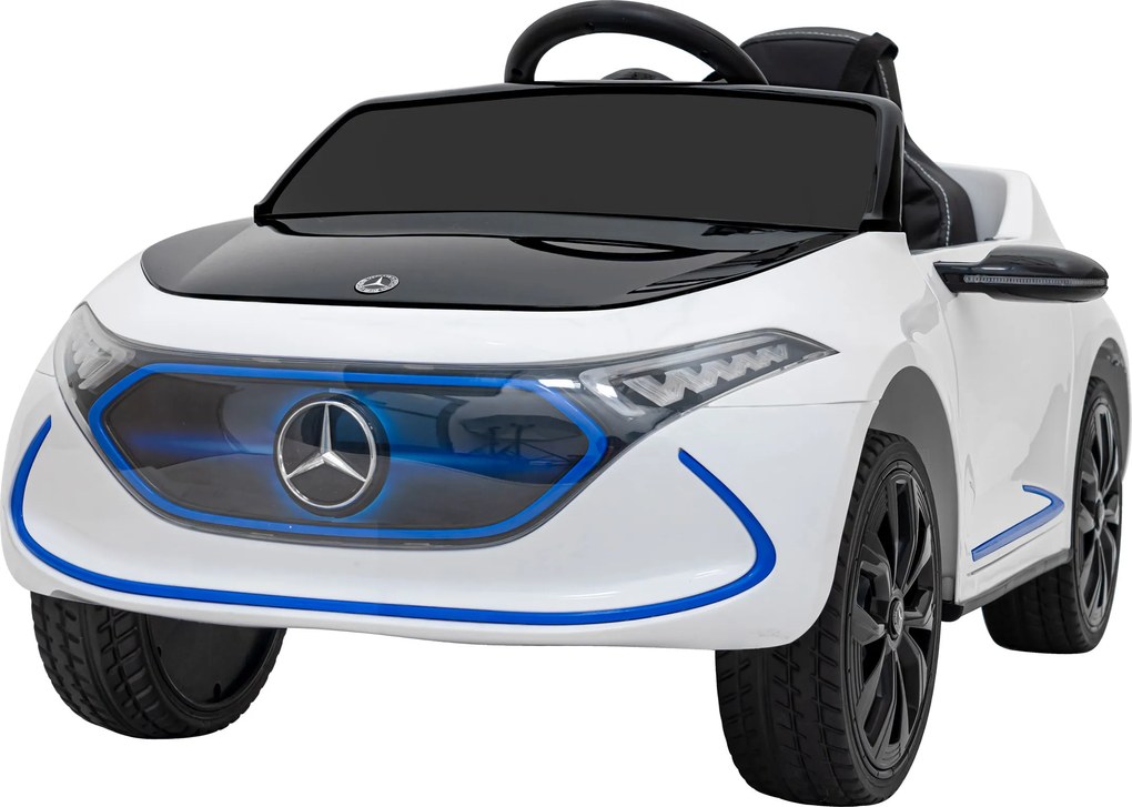 Ramiz Elektrické auto Mercedes Benz AMG EQA pro děti bílé + dálkové ovládání + 5bodové pásy + EVA kola + MP3 displej + LED