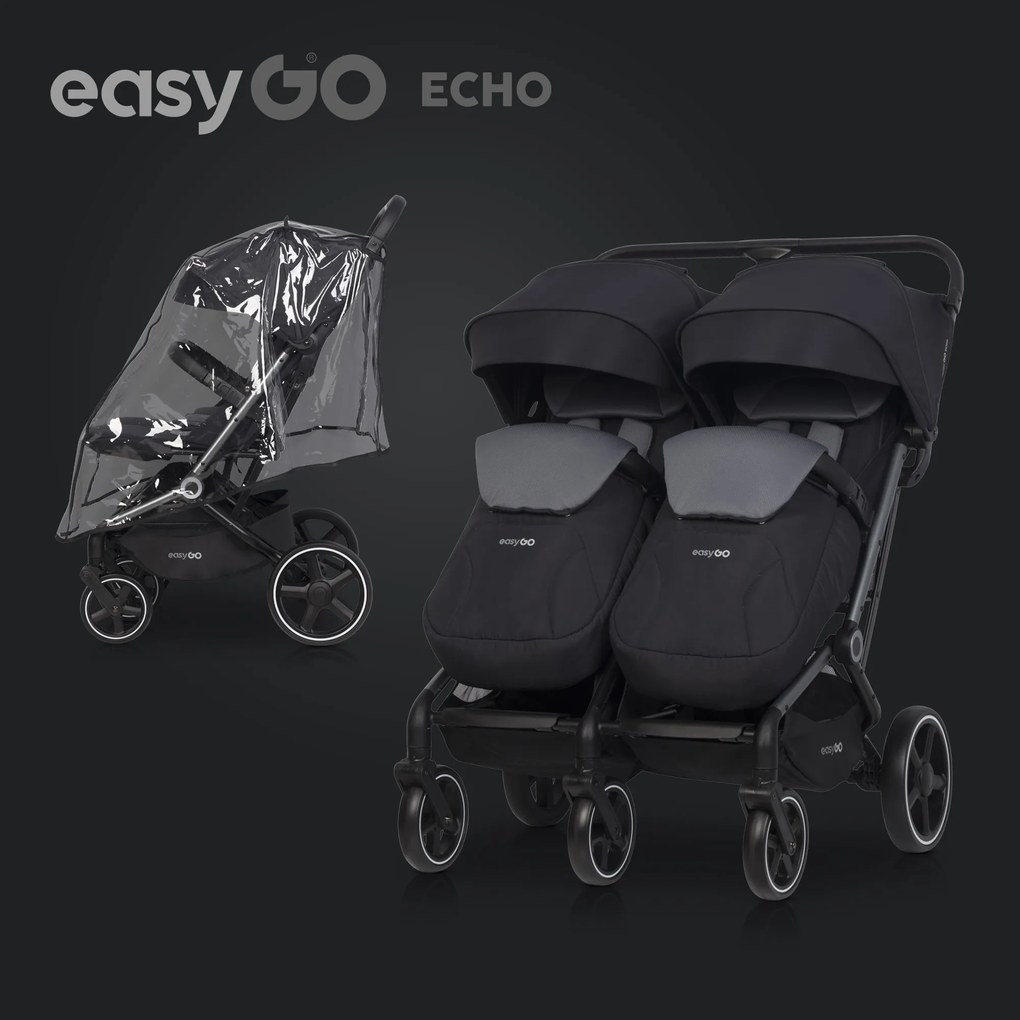 Sourozenecký kočárek EasyGo Echo Ebony Black