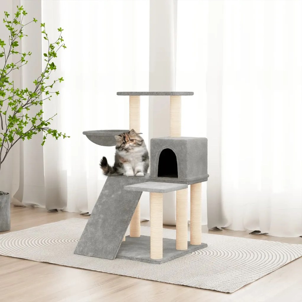 Škrabadlo pro kočky se sisalovými sloupky světle šedé 82 cm 171661