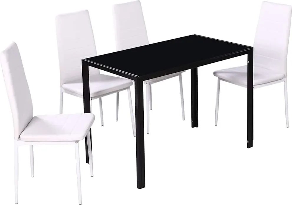 Pětidílný jídelní set černobílý 242989