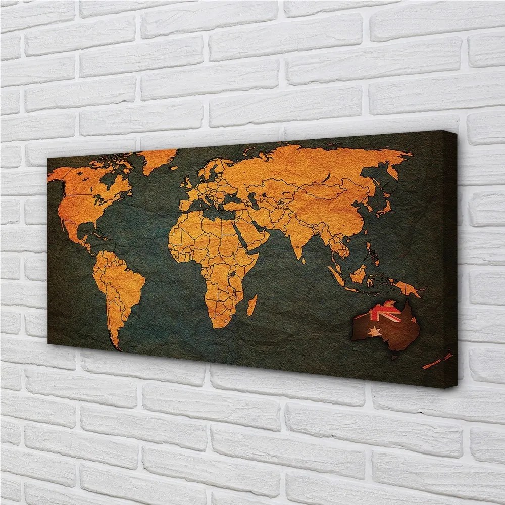 Obrazy na plátně gold mapa 120x60 cm