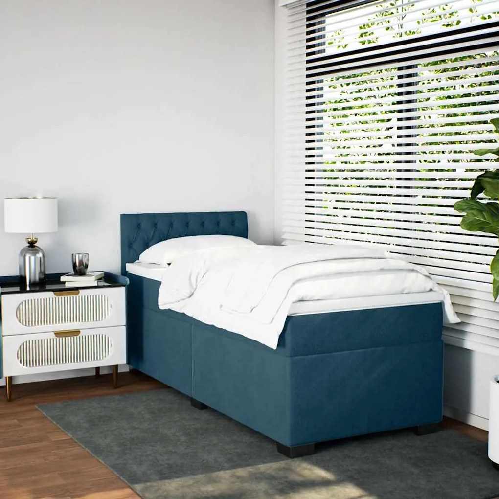 Box spring postel s matrací tmavě modrá 80 x 200 cm samet 3286172