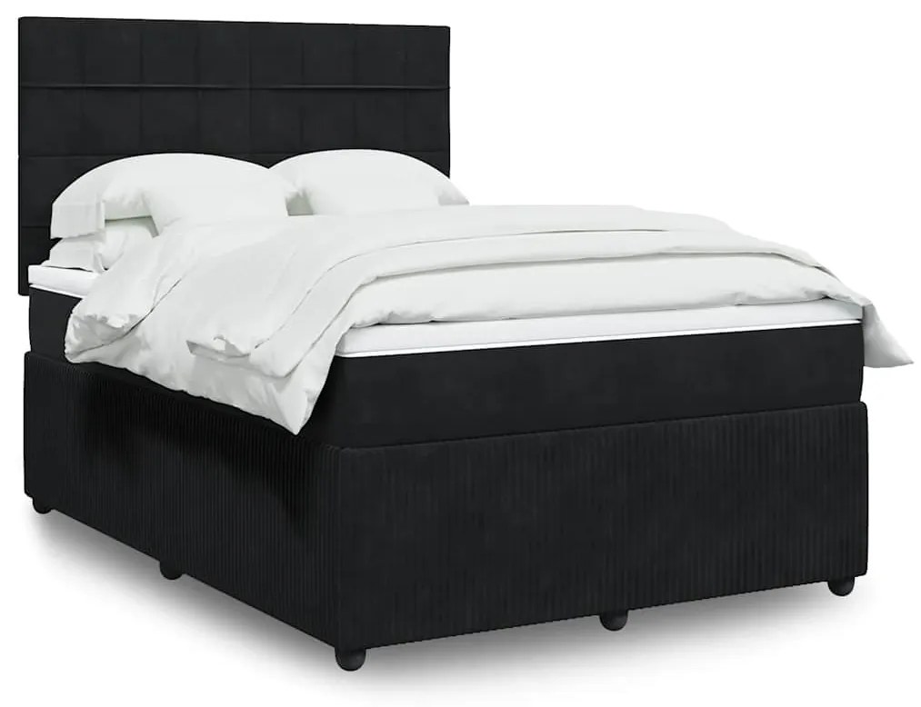Box spring postel s matrací černá 160x200 cm samet 3292384