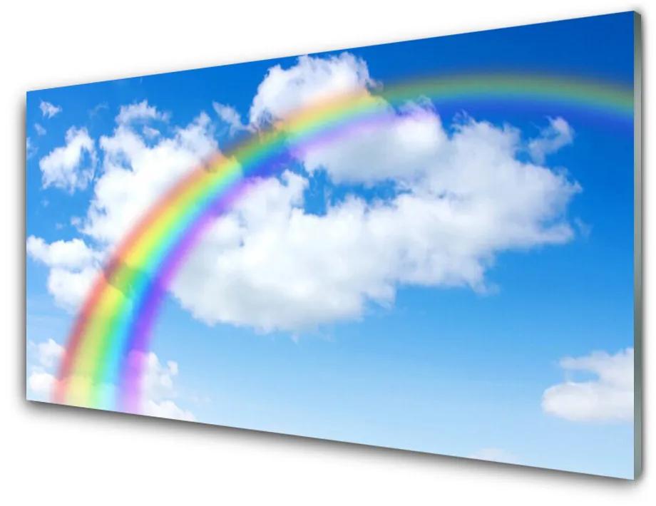 akrylový obraz Duha Nebe Mraky Příroda 100x50 cm