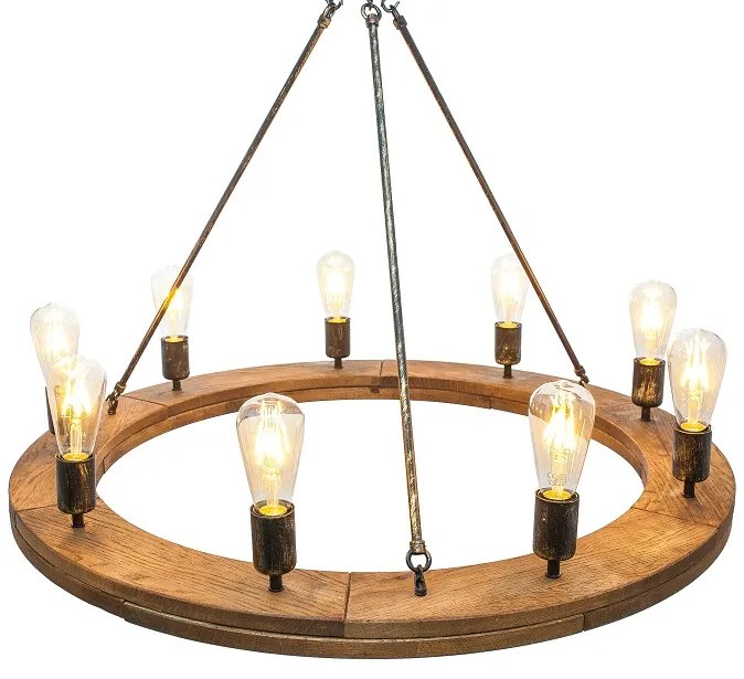 Rustikální lustr z dřeva ve střední velikosti