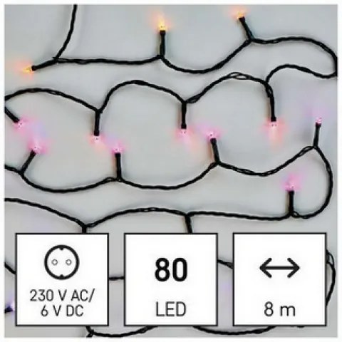Vánoční osvětlení EMOS GoSmart (WiFi) D4ZR01 80LED řetěz 8m RGB 64 programů s časovačem