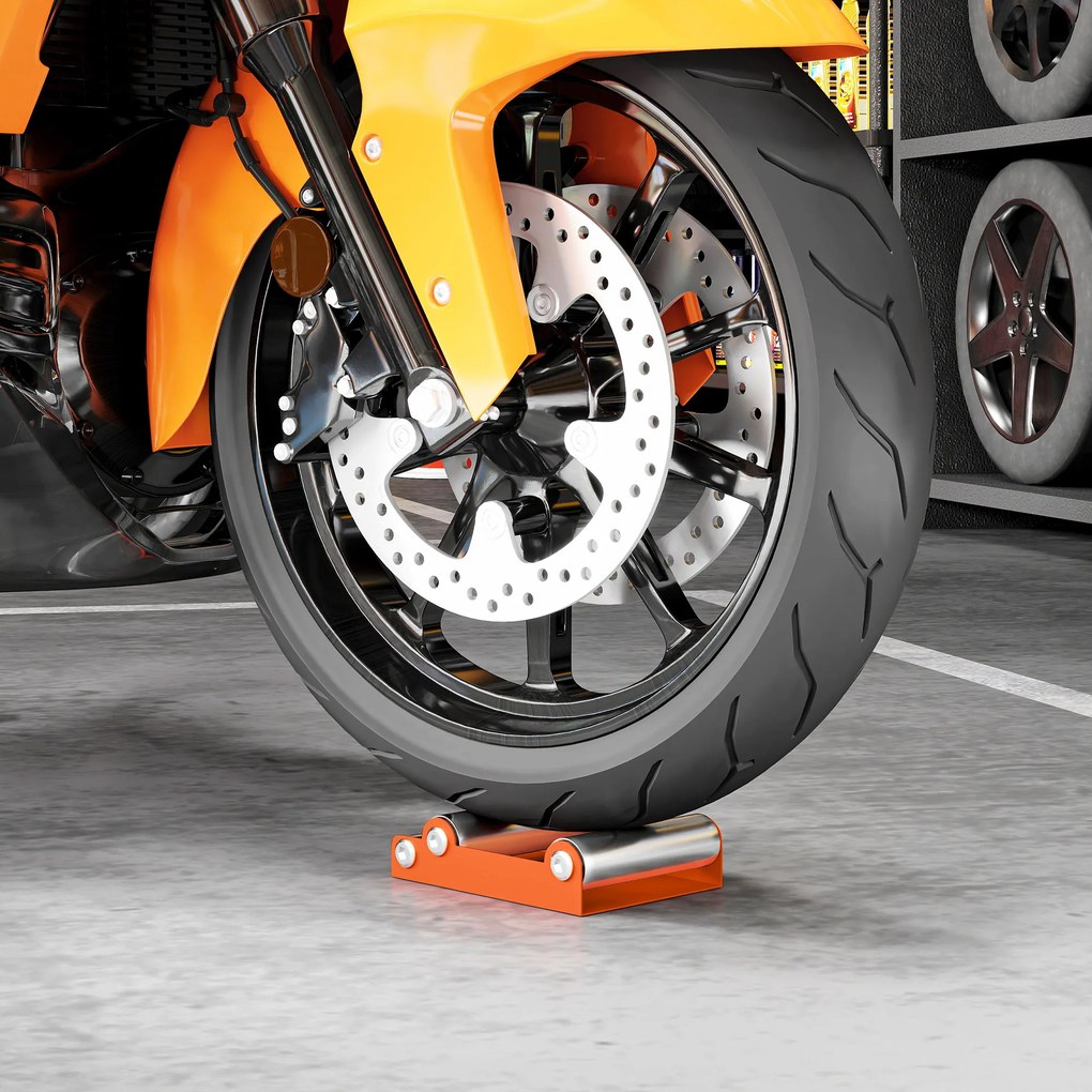 HOMCOM Stojan na čištění motocyklových kol - pomůcka pro otáčení kol vzadu, pomoc při čištění pneumatik a péče o řetěz pro čištění pneumatik a mazání…