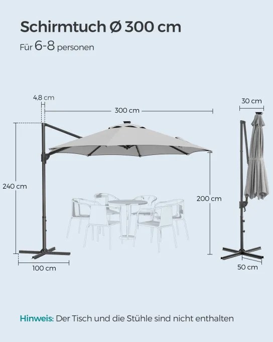 Zahradní slunečník s LED osvětlením GPU047G11