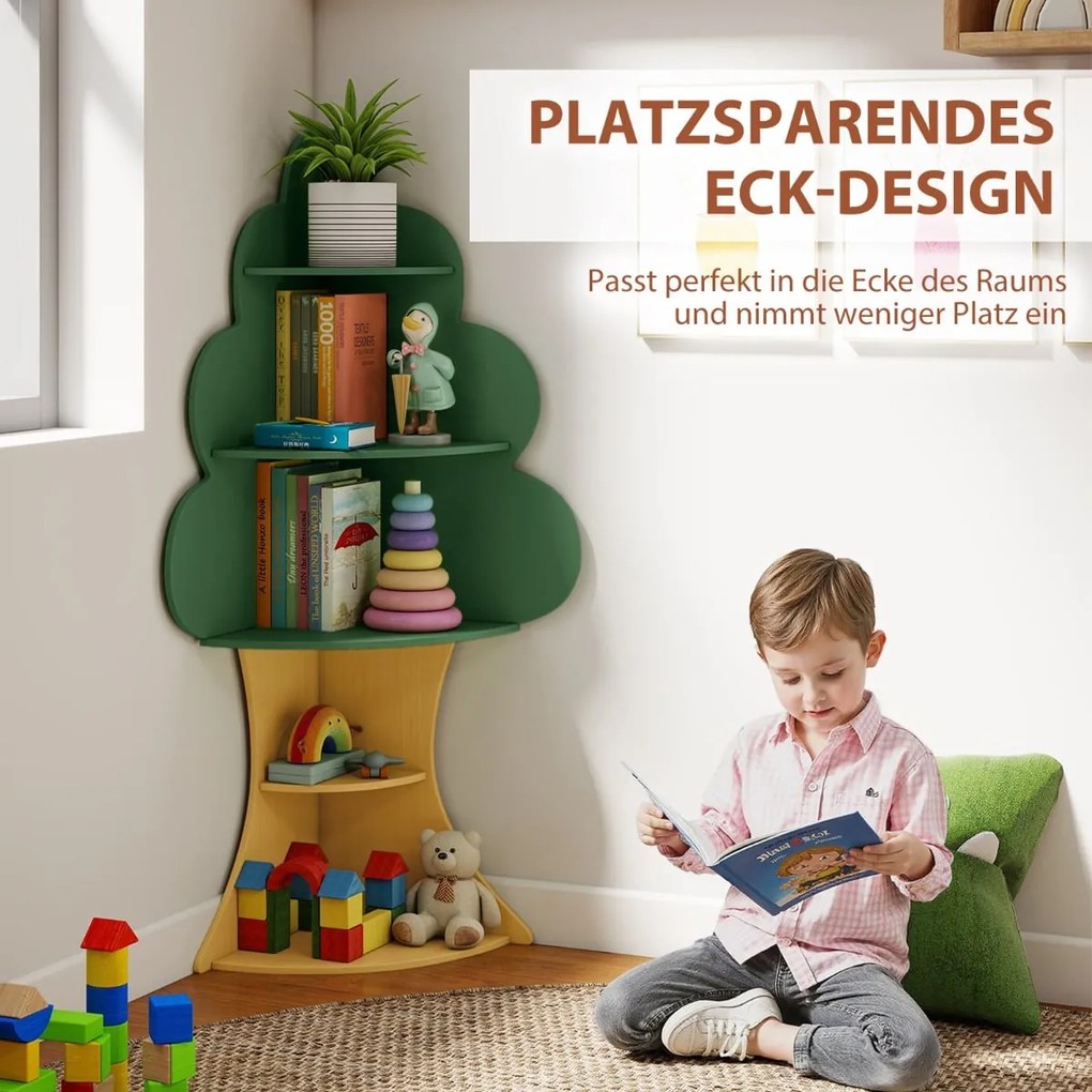 Costway Dřevěná dětská knihovna Tree Design 5 Tiers Dětská police