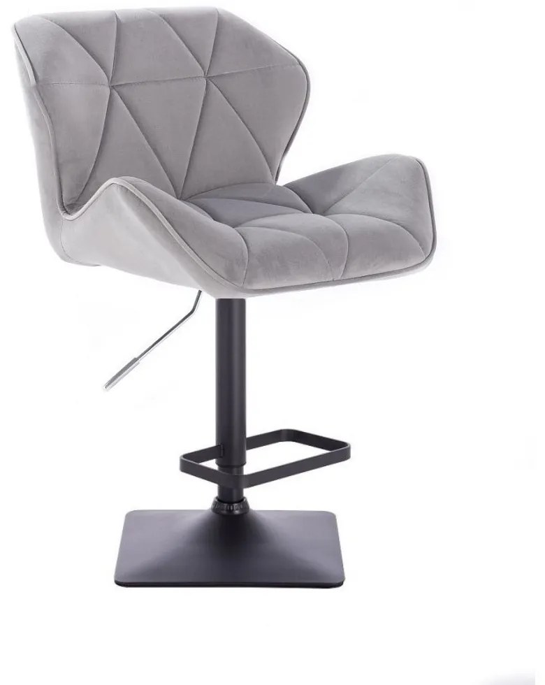 LuxuryForm DESIGN Barová židle MILANO VELUR na černé hranaté podstavě - světle šedá