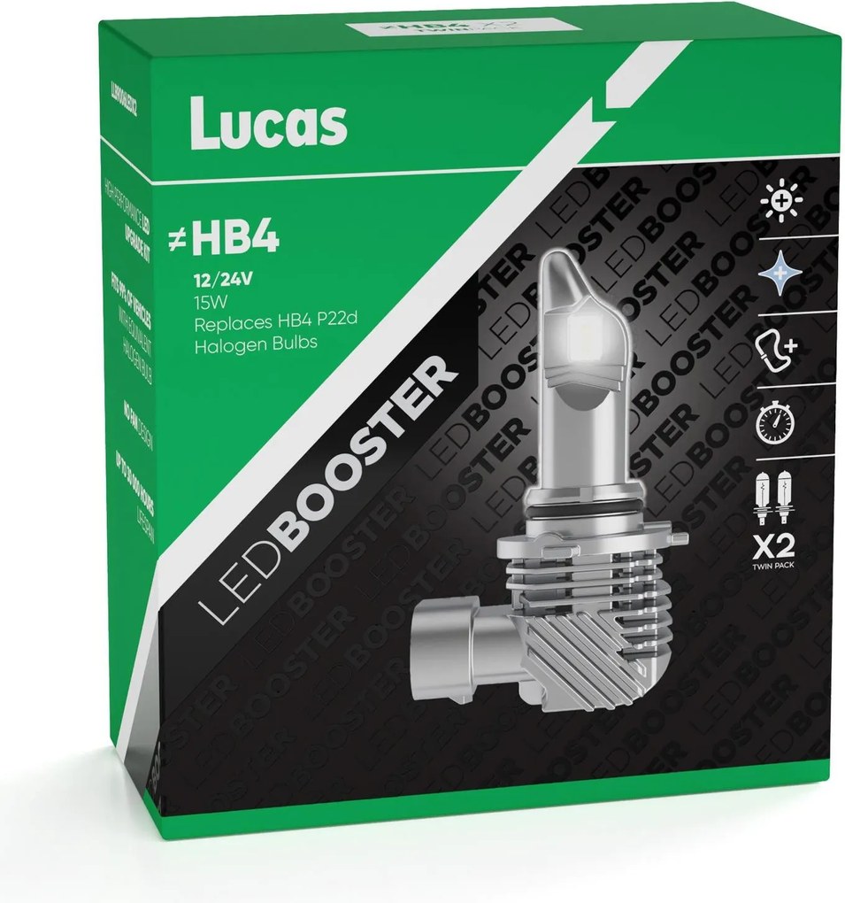 Led autožárovka lucas 12v hb4 led p22d, sada 2 ks