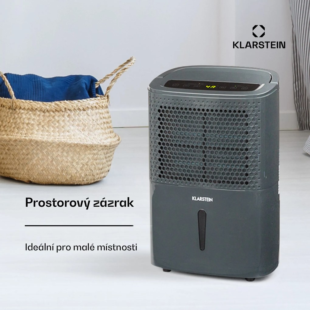 Klarstein DryFy 10, odvlhčovač vzduchu, 240 W, 10 l/24h, 100 m³/h, 15 - 20 m², DrySelect, 40dB, šedý