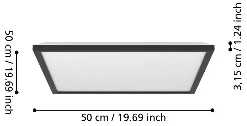 Eglo 901444- LED Koupelnové stropní svítidlo ROVITO 17W/230V 50x50 cm IP44 černá