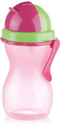TESCOMA Dětská láhev s brčkem BAMBINI 300 ml, zelená, růžová