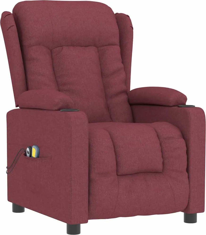 Elektrické masážní křeslo vínové textil 3098792