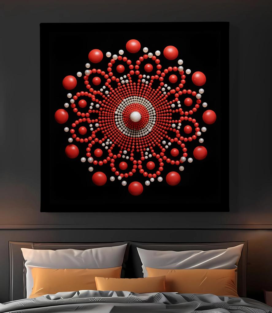 Obraz na plátně - Mandala červené perly FeelHappy.cz Velikost obrazu: 120 x 120 cm