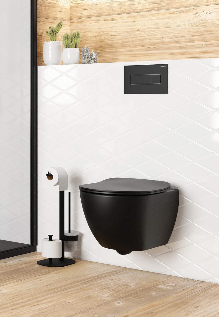 Deante Peonia, závěsná WC mísa s funkcí bidetu 515x370 mm, černá matná, DEA-CBP_NWPW