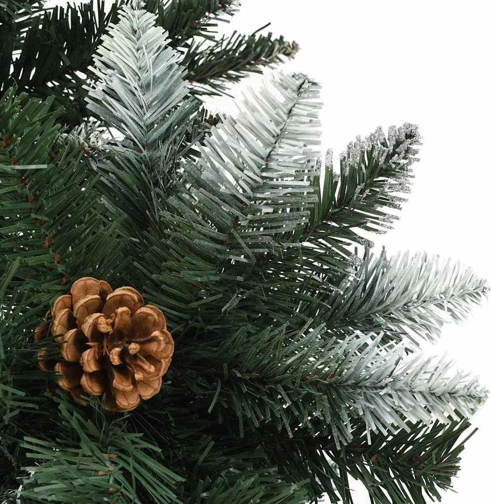 Umělý vánoční stromek se šiškami a bílými třpytkami 210 cm 284319