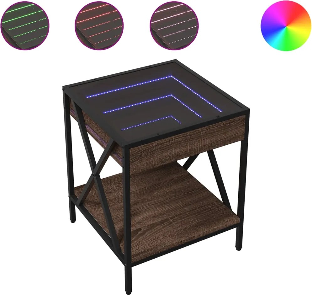 Noční stolek s Infinity LED hnědý dub 40 x 40 x 49 cm 3284100