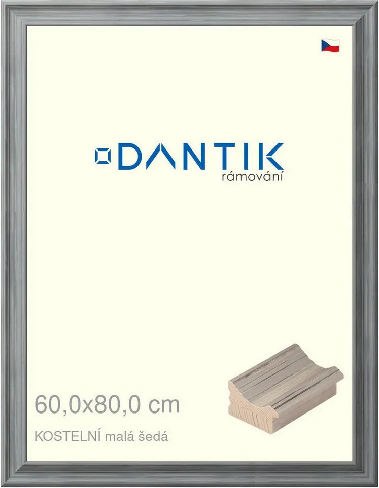 DANTIK rámeček 60x80 | KOSTELNÍ malá šedá (Plexi Čiré)