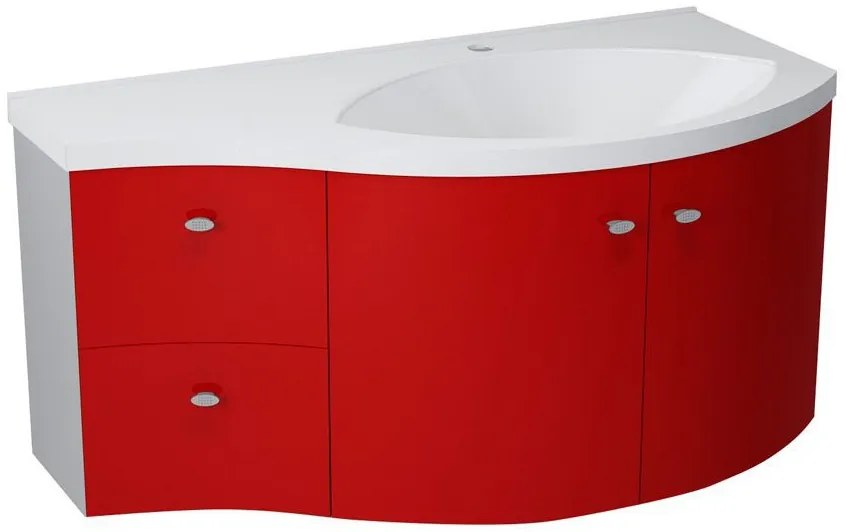 SAPHO - AILA umyvadlová skříňka 110x39cm, červená/stříbrná, zásuvky vlevo 55611