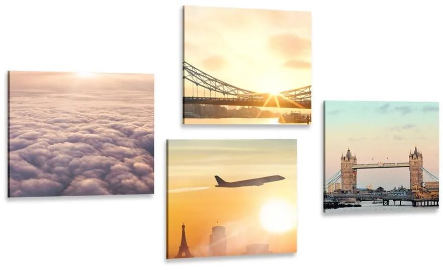 Set obrazů Londýn s východem slunce - 4x 40x40 cm