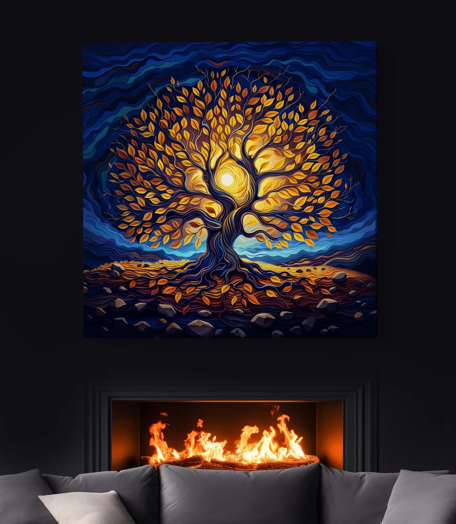 Obraz na plátně - Strom života Slunce v duši FeelHappy.cz Velikost obrazu: 120 x 120 cm
