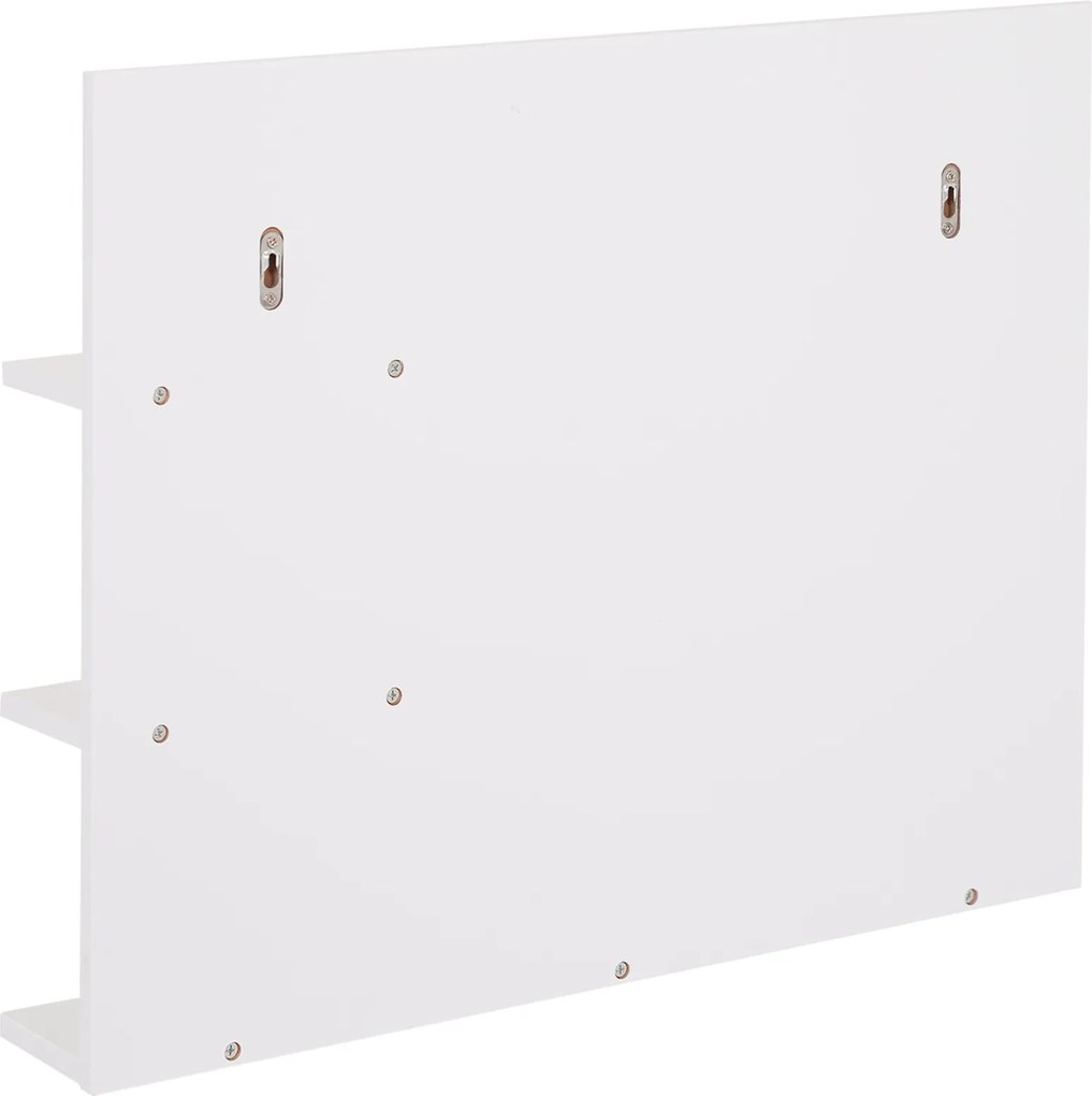 kleankin koupelnové zrcadlo nástěnné zrcadlo se 3 policemi, zrcadlová polička do koupelny, MDF bílá 60x10x48cm, moderní design pro pořádek