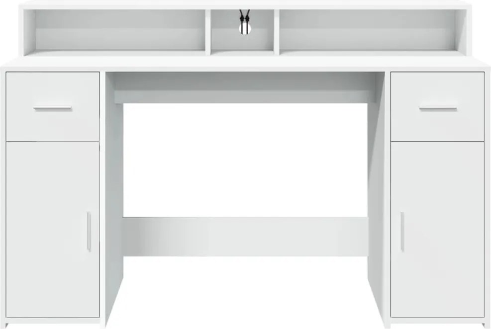 Psací stůl s LED světly bílý 140 x 55 x 91 cm kompozitní dřevo 3309420