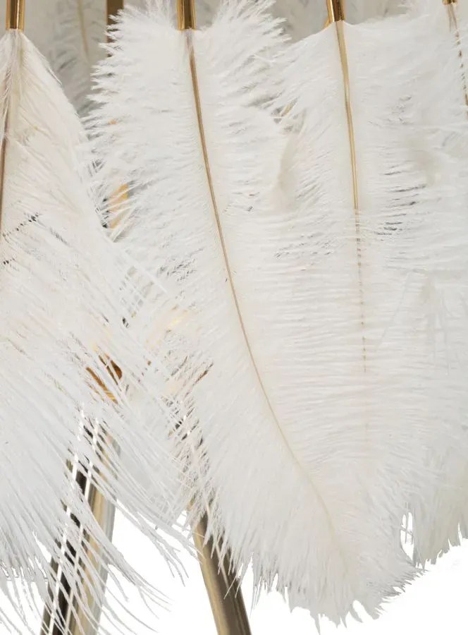 Stojací lampa Feather 147 cm bílá/zlatá