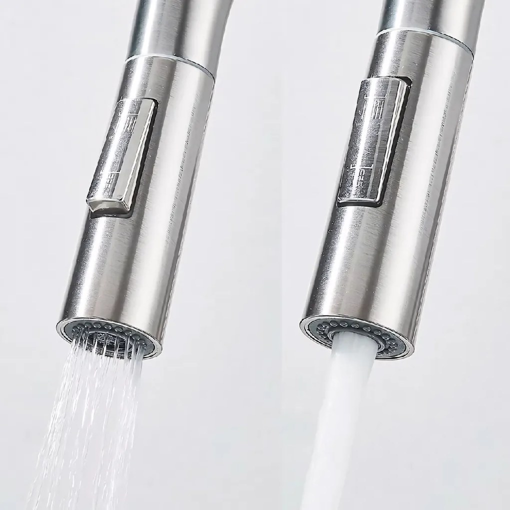 Rea Fresh High, kuchyňská baterie s výsuvnou sprškou, broušená ocel, REA-B6330