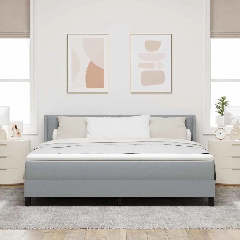 Postel s boxspringem s čelo Světle šedá 200 x 180 cm textil 3341118