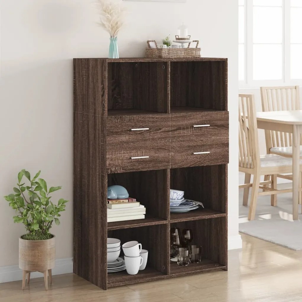 Skříň highboard hnědý dub 80 x 42,5 x 124 cm kompozitní dřevo