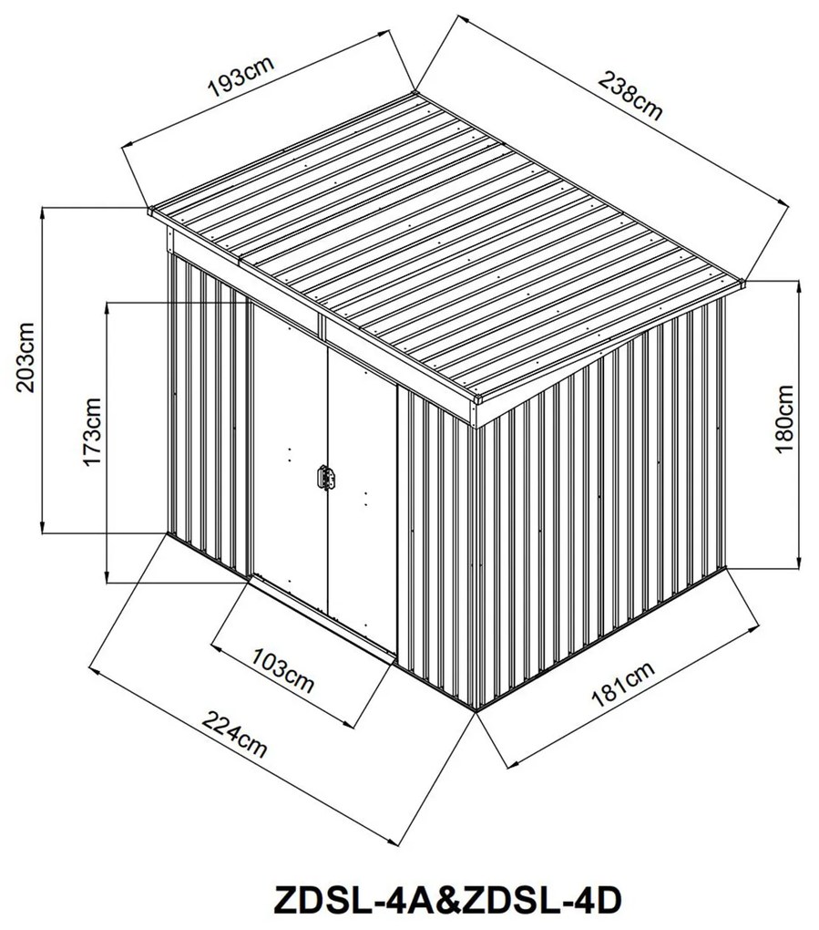 Zahradní domek BestBerg ZDSL-4D / 4,6 m² / 238 x 194 x 202 cm / dekor dřevo/hnědá