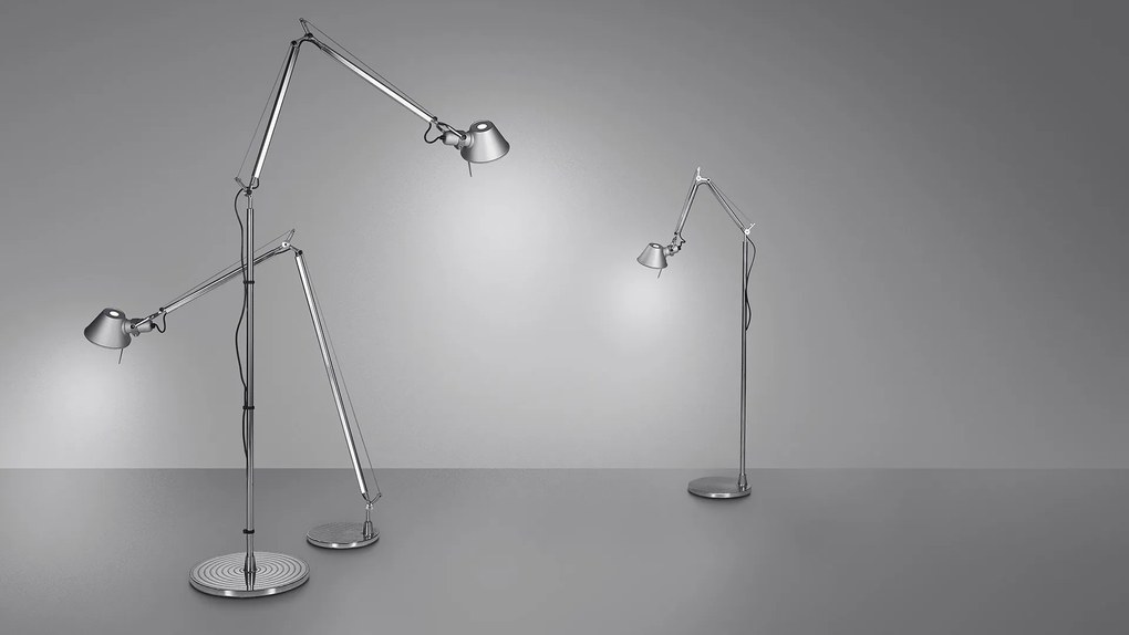 Artemide Tolomeo Floor halo, stojací lampa pro čtení s vypínačem, 1x77W E27, hliník, výška max 226cm