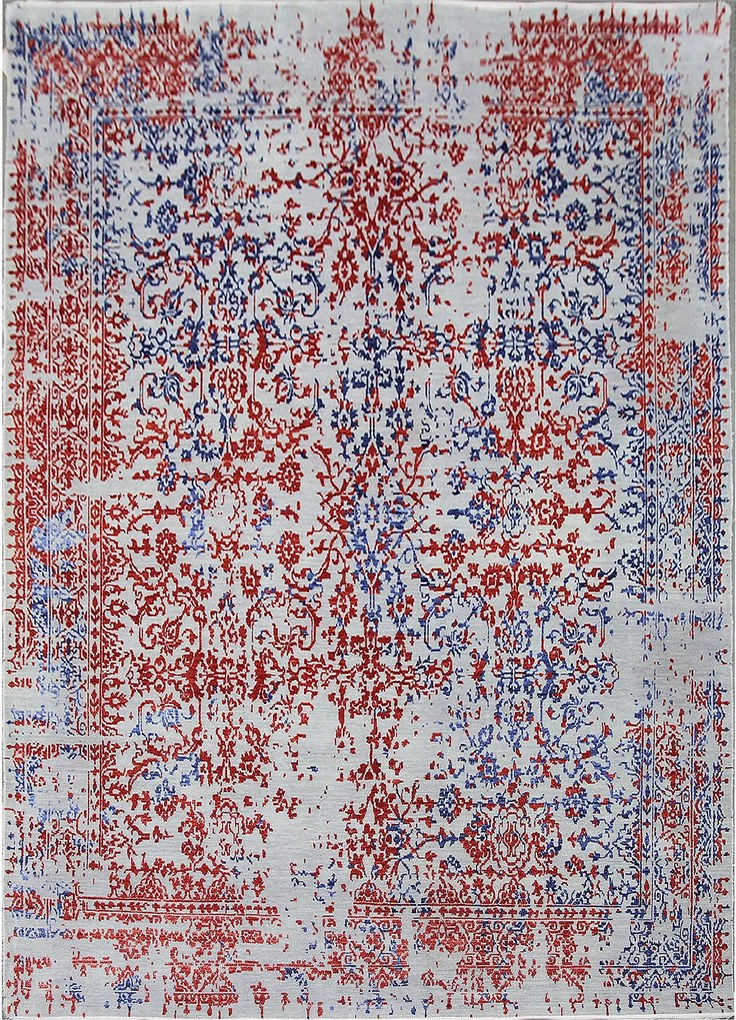 Ručne viazaný kusový koberec Diamond DC-JKM Silver / blue-red, 120x170, červená, chodba / predsieň, Diamond Carpets India