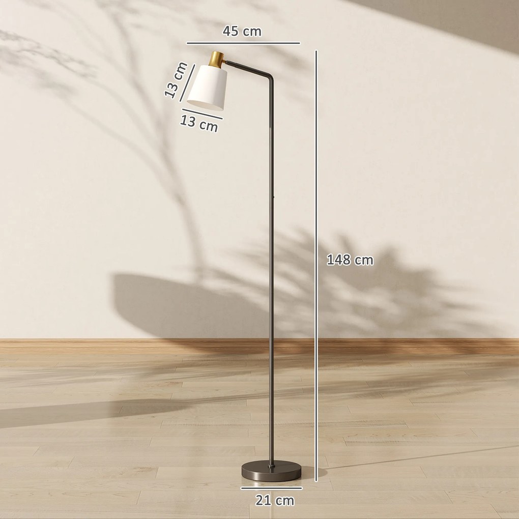 HOMCOM LED stojací lampa do obývacího pokoje, stojací lampa s 350° otočnou hlavou, stojací lampa s barevnými teplotami 3000K/4000K/6500K, černá